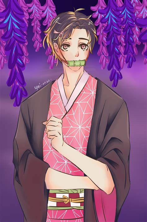 Artstation Fanart Nezuko Kamado Genderbend