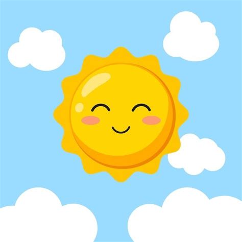 Lindo Sol En El Cielo Azul Vector Premium Sol Y Nubes Cielo