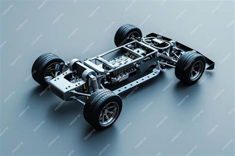 Electric Vehicle Chassis Isolated On Solid Background Premium Ai