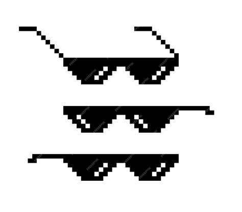 Premium Vector Black Pixel Glasses Like A Boss Meme Mafia Gangster