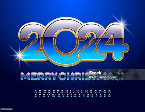 벡터 럭셔리 인사말 카드 메리 크리스마스 2024 세련된 알파벳 문자와 숫자 세트 12월 31일에 대한 스톡 벡터 아트 및 기타 이미지 12월 31일 겨울 계절