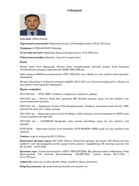 Түйіндеме Pdf