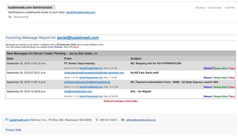 Email Notification Phishing Tualatin Web