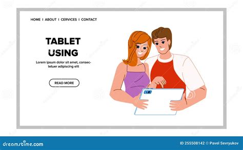 Tablet Using Stock Illustration Illustration Of People 255508142