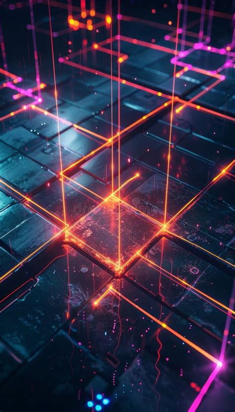vibrant neon api interface concept with connection scheme and space for