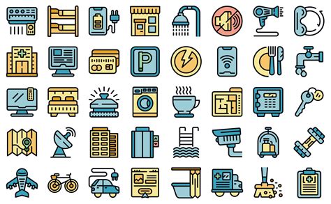 Facilities Icons Set Vector Flat 12332377 Vector Art At Vecteezy