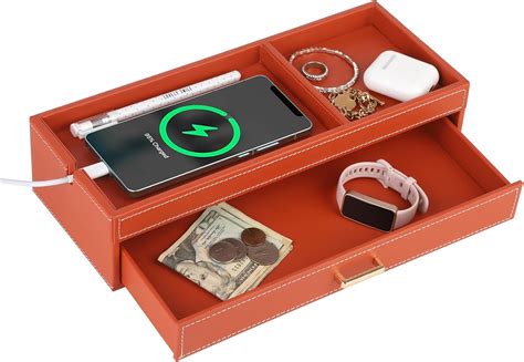 Hofferruffer Valet Jewelry Tray Organizer With Drawer Faux