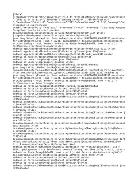 Proxitrak Errorreport Pdf Android Operating System Java Programming Language