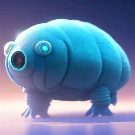 Microscope View Of A Tardigrade And Some Bacteria Walking Around