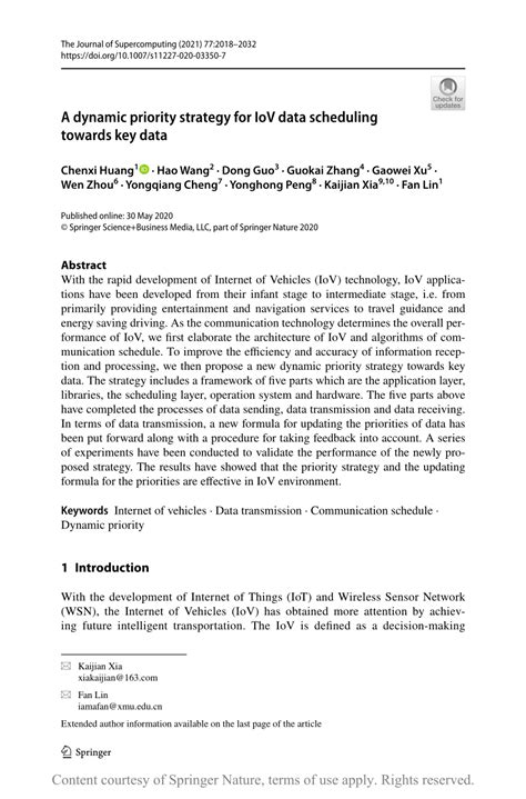 A Dynamic Priority Strategy For Iov Data Scheduling Towards Key Data Request Pdf