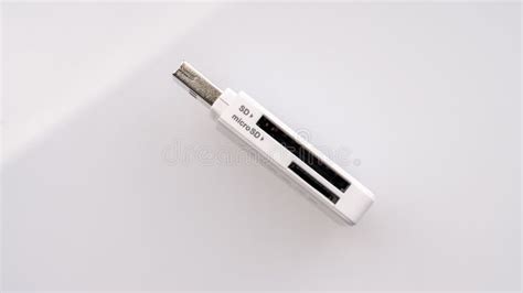 Flash Card Reader On White Background Close Up Adapter SD To USB MicroSD To USB Stock Image