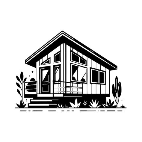 Premium Vector Tiny Midcentury Modern House Vector Silhouette