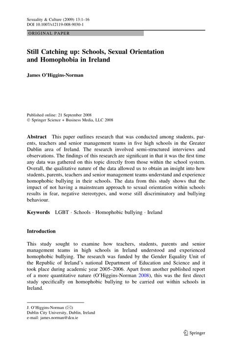 Pdf Still Catching Up Schools Sexual Orientation And Homophobia In