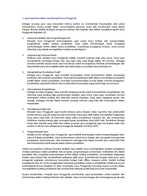 Motivasi Dan Kelebihan Guru Penggerak Pdf Karier And Perkembangan