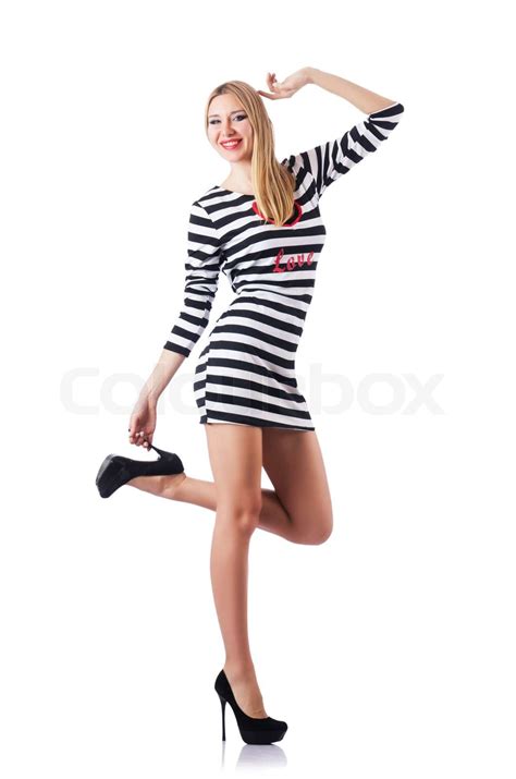 Frau Seemann Auf Dem Weißen Hintergrund Isoliert Stock Bild Colourbox