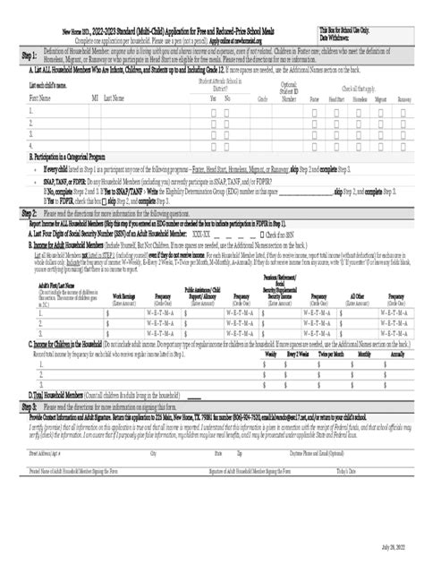 Fillable Online Free School Lunch Application Applications Can Be