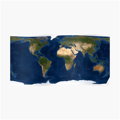 Map Of The Earth Realistic Satelite Map Without Borders Poster For