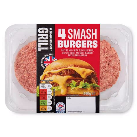 Smash Burgers 4 Pack Aldi Uk