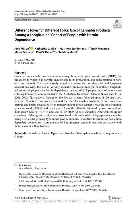 Pdf Different Tokes For Different Folks Use Of Cannabis Products Among A Longitudinal Cohort
