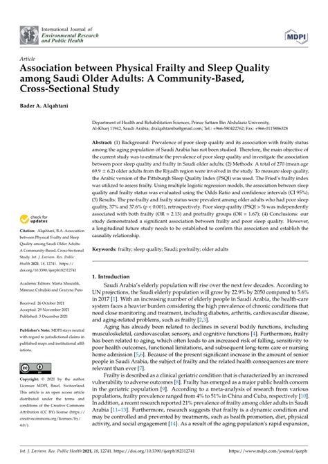 Pdf Association Between Physical Frailty And Sleep Quality Among