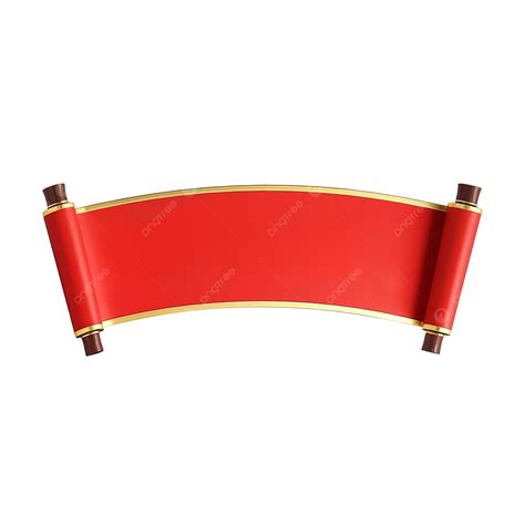 Ribbon Scroll Red Scroll Isolated On White Background Paper Roll