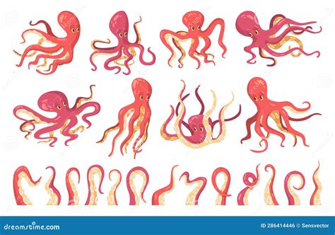 Octopus With Tentacles Kraken Squid Monster Stock Vector
