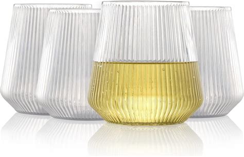 Homip Plastic Wine Glasses Stemless Set Of 6 16 Oz Whiskey Cocktail And Fruit