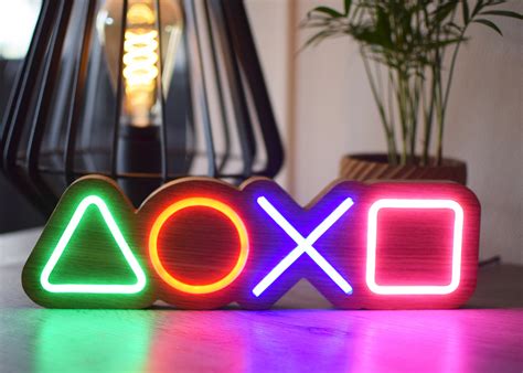 Wooden Horizontal Playstation Neon Sign Led Neon Sign Ps Symbols