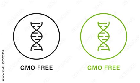 Gmo Free Outline Sign Set Only Eco Natural Organic Product Natural Healthy Food Gmo Free Line