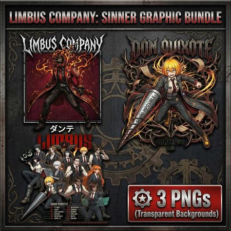 Limbus Company Sinners Png Pack Don Quixote Graphic Design 3 Pngs Etsy