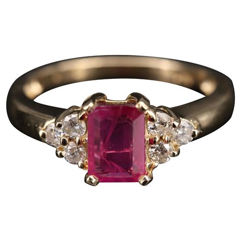 Customizable Vintage Yellow Gold Ruby Wedding Band Minimalist Ruby