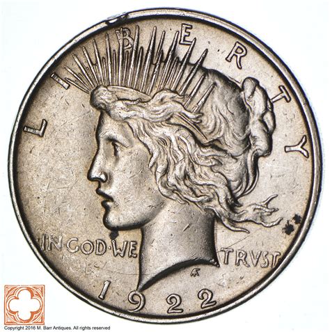 1922 D Peace Silver Dollar Denver Minted 90 Silver Property Room