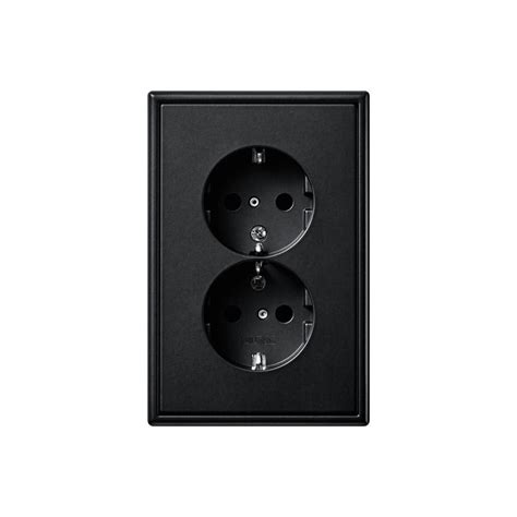 Jung Ls990 Double Socket Outlet Matt Black European Socket Ls5015k