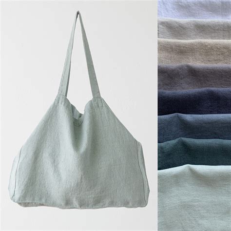 Heavy Linen Bag In Various Colors Linen Market Bag Linen Hand Bag