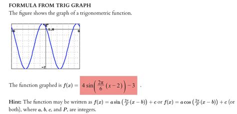 Solved FORMULA FROM TRIG GRAPH The Figure Shows The Graph Of Chegg