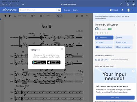 Trying To Transpose Using Muscore App On My IPad MuseScore