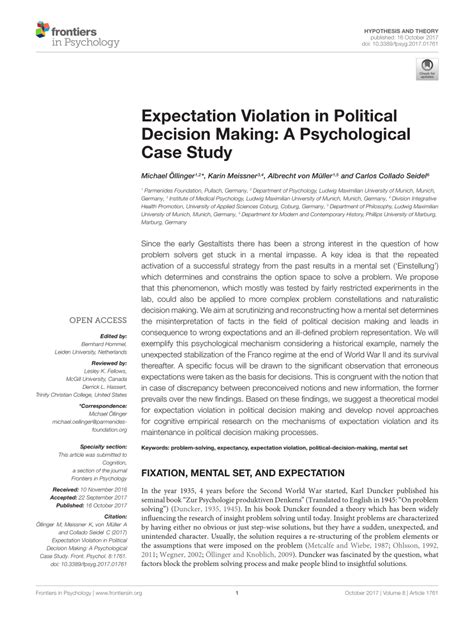 Pdf Expectation Violation In Political Decision Making A