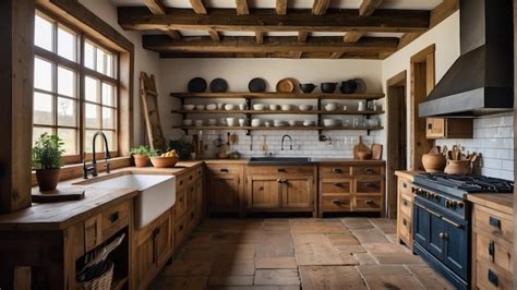 Premium Photo Classical Rustic Kitchen With A Modern Twist