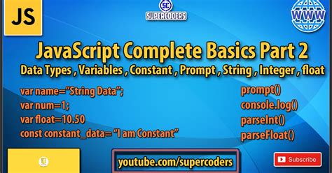 Javascript Complete Basics Tutorial Part 2 Variables Constants