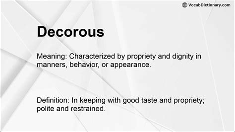 Decorous Meaning Youtube