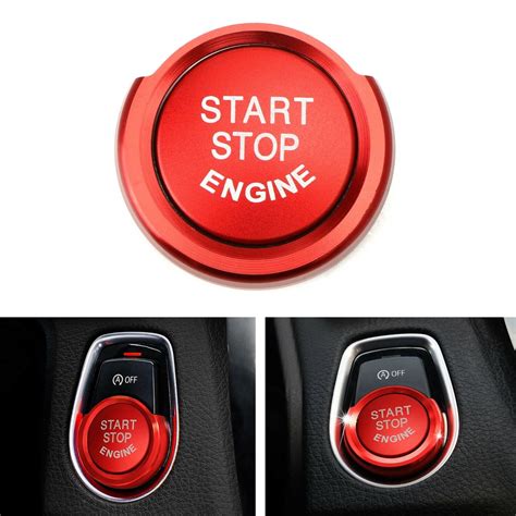 Car Red Aluminum Keyless Engine Push Start Button W Surrounding Ring Trim For Bmw 1 2 3 5 Series