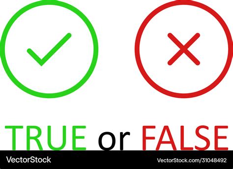 True And False Option Green Red Check Mark Vector Image