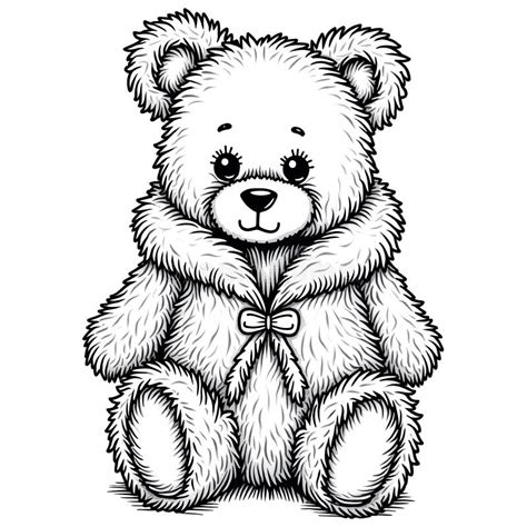 Fluffy Teddy Bear With Bow Design Stock Illustration Illustration Of