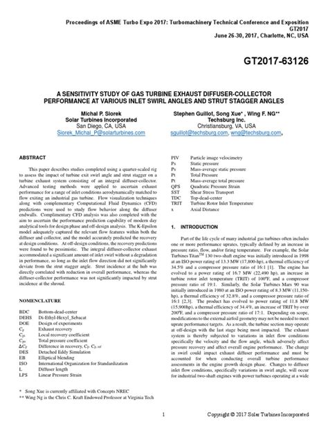 A Sensitivity Study Of Gas Turbine Exhaust Diffuser Collector