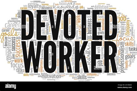 Devoted Worker Word Cloud Conceptual Design Isolated On White