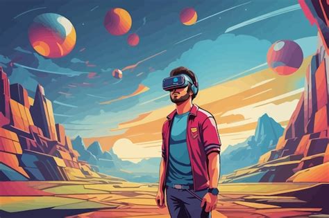 Virtual Reality Cartoon Tech Illustration Premium Ai Generated Vector