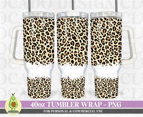 40oz Leopard Print Sublimation Design 40oz Skinny Tumbler Sublimation