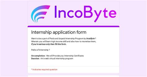 Incobyte On Linkedin Internship Application Form