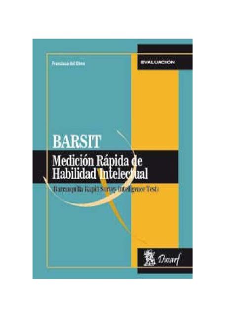 Test De Barsit Manual 1 Validez Estadísticas Adultos