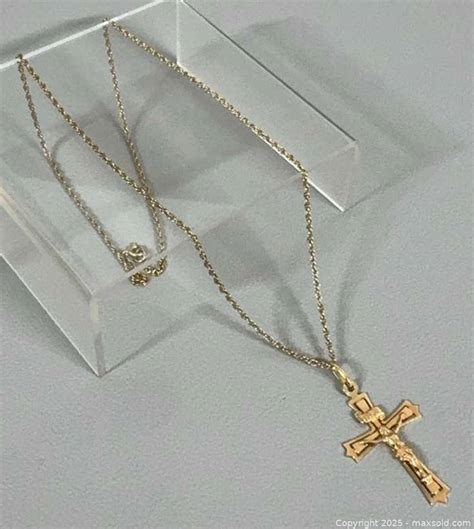 Italian 10k Yellow Gold Crucifix Necklace Maxsold